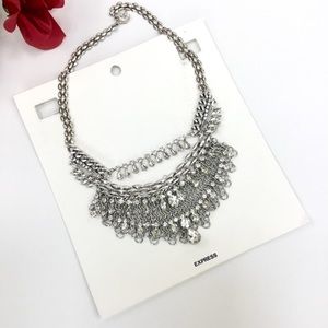 Express | Jewelry | Express Silver Ornate Rhinestone Necklace | Poshmark